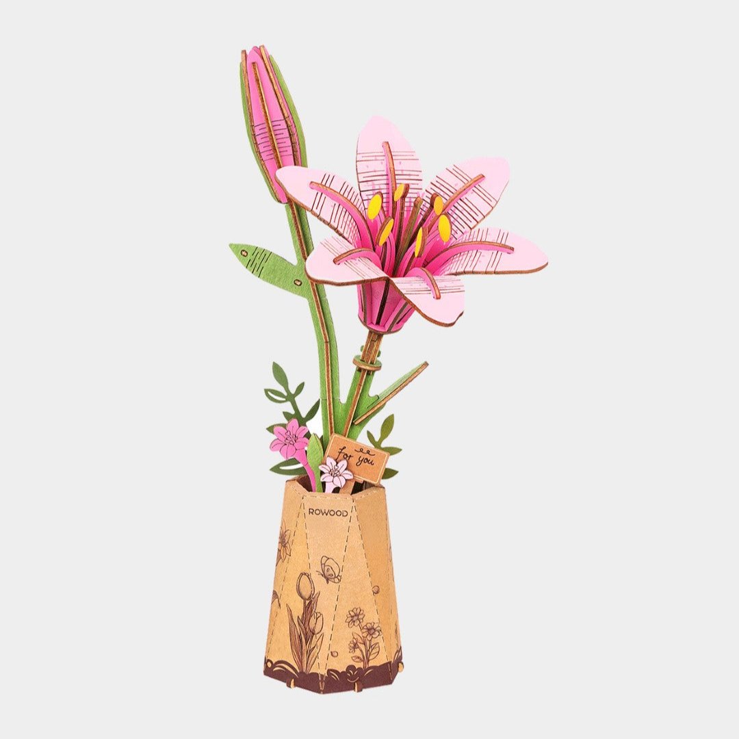 Rowood Pink Lily Wooden Model Flower Craft kit TW071