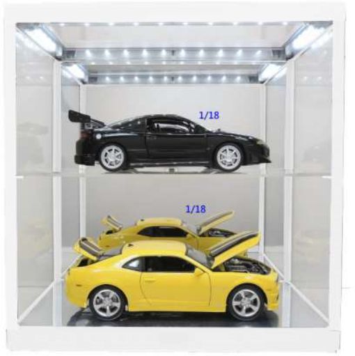 Triple 9 KC Display Case LED 2 Tier White mirror back 1/18 Scale Dieca
